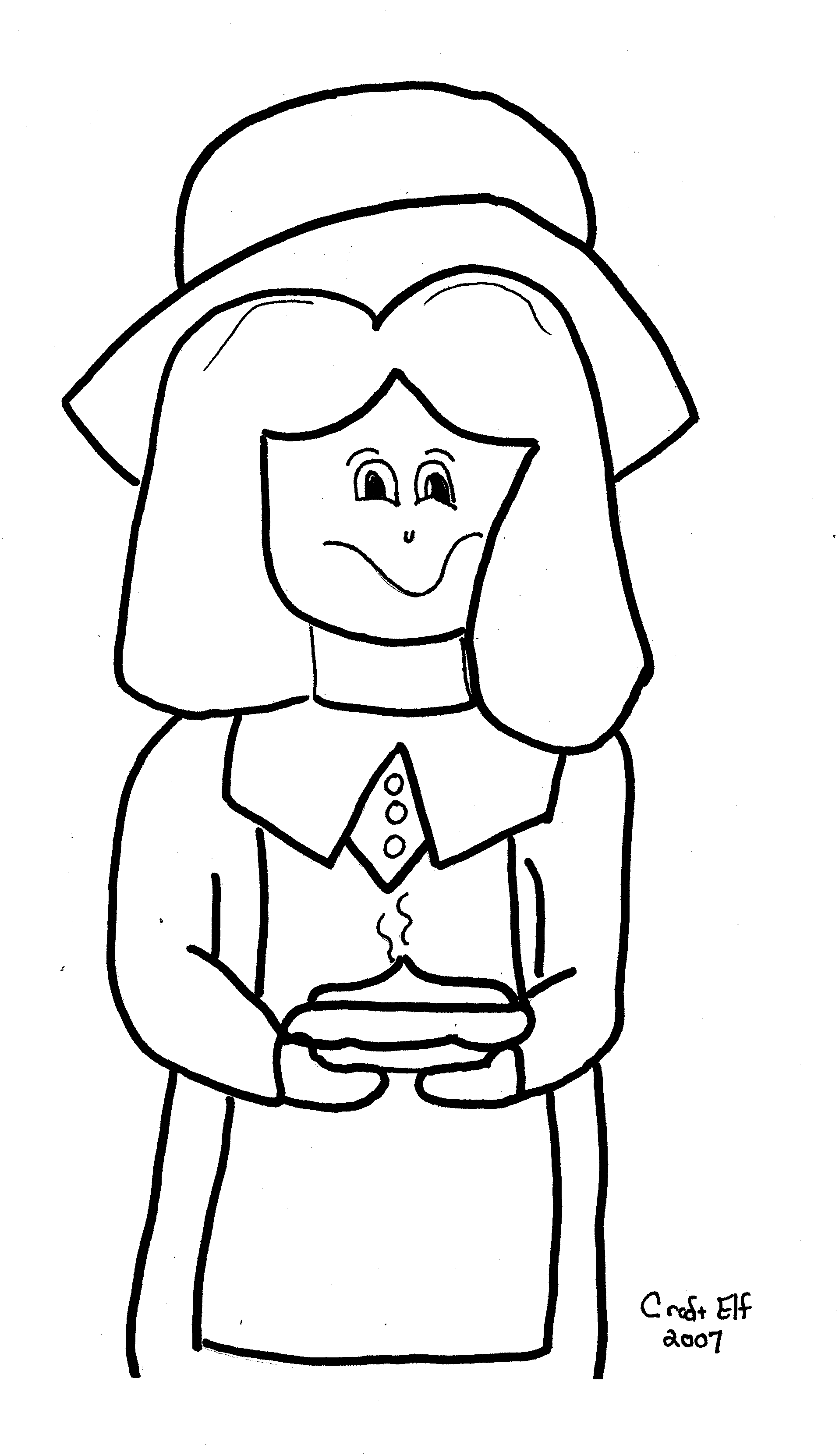 Pilgrim Girl Free Coloring Page